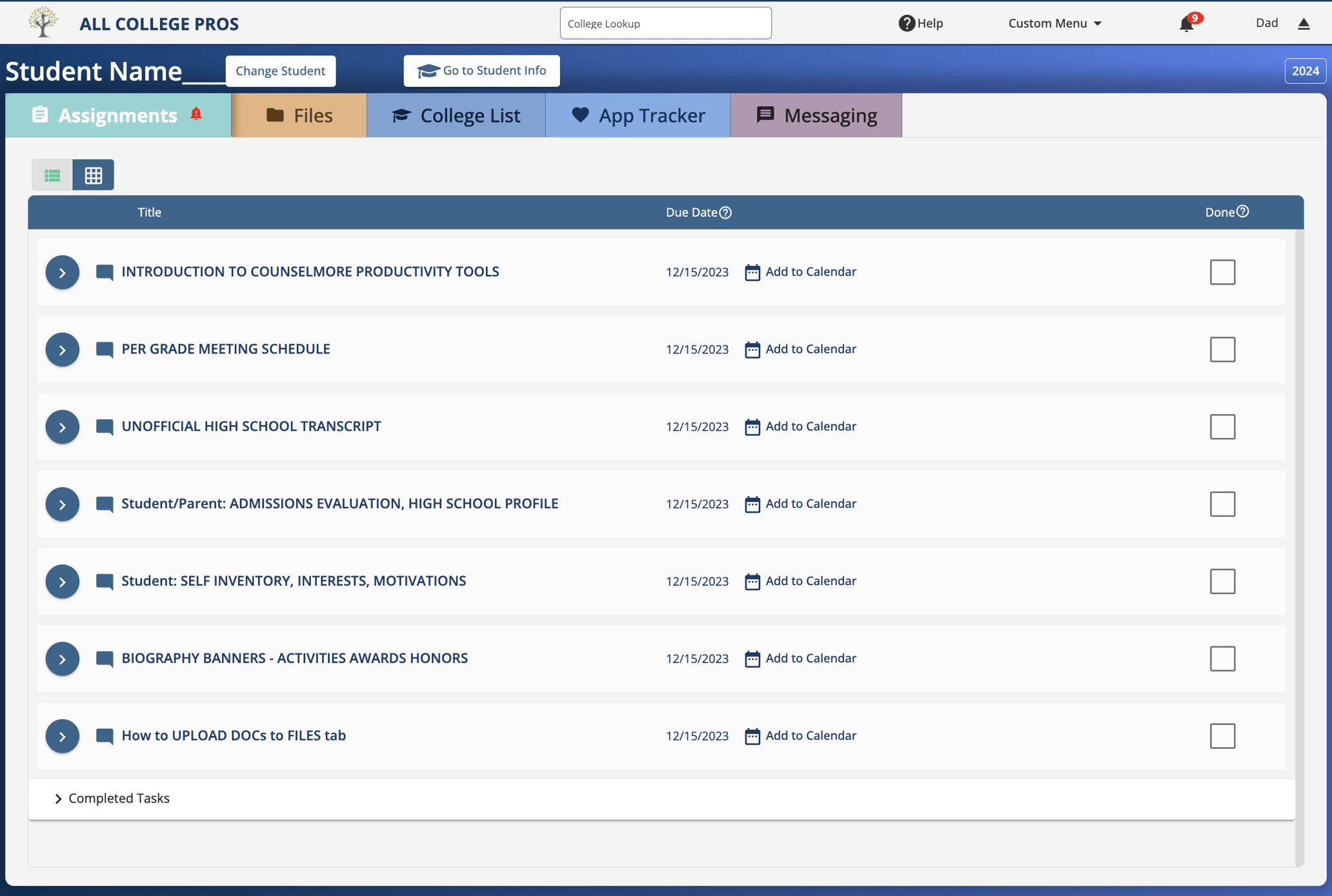 Self Guided : 2) College Lists & App Tracker
