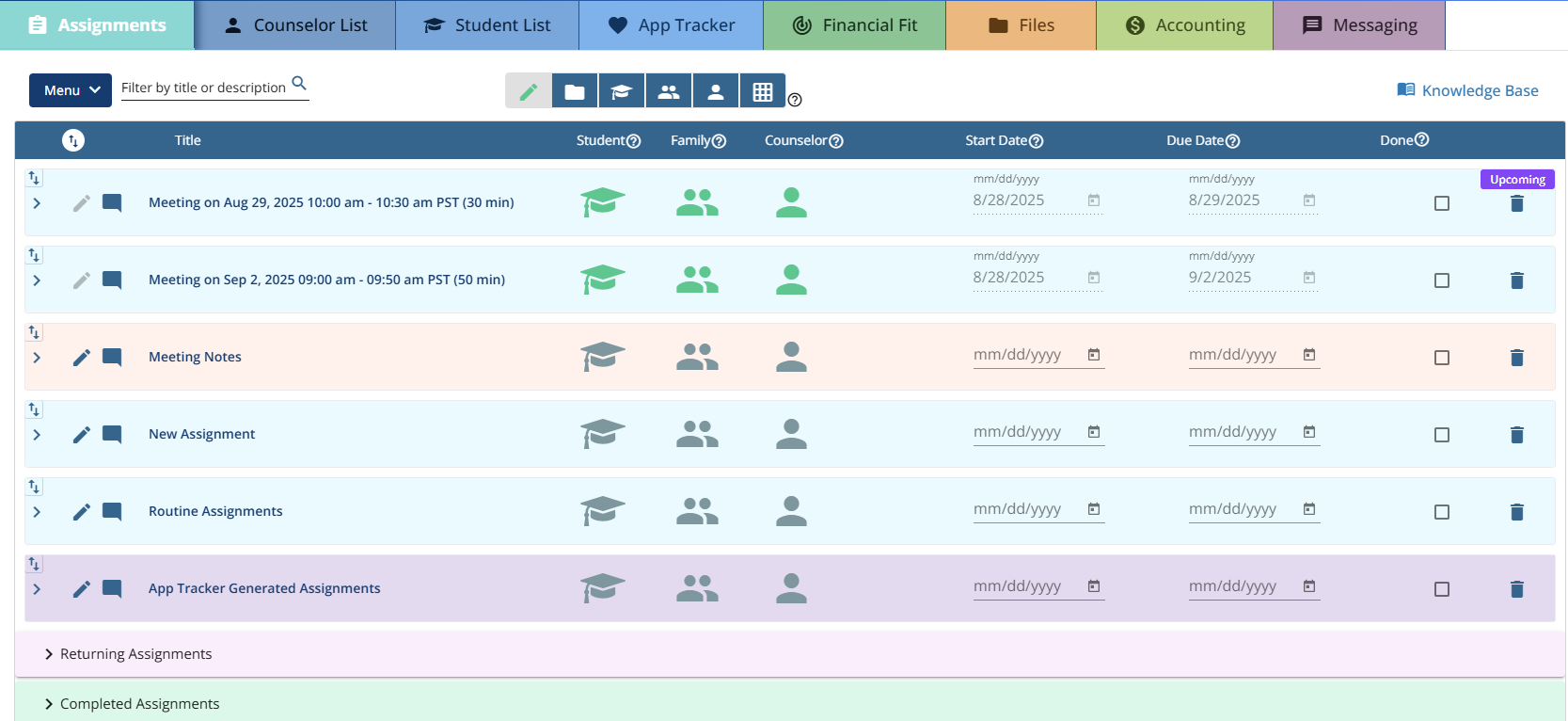 Assignments - Color Coding
