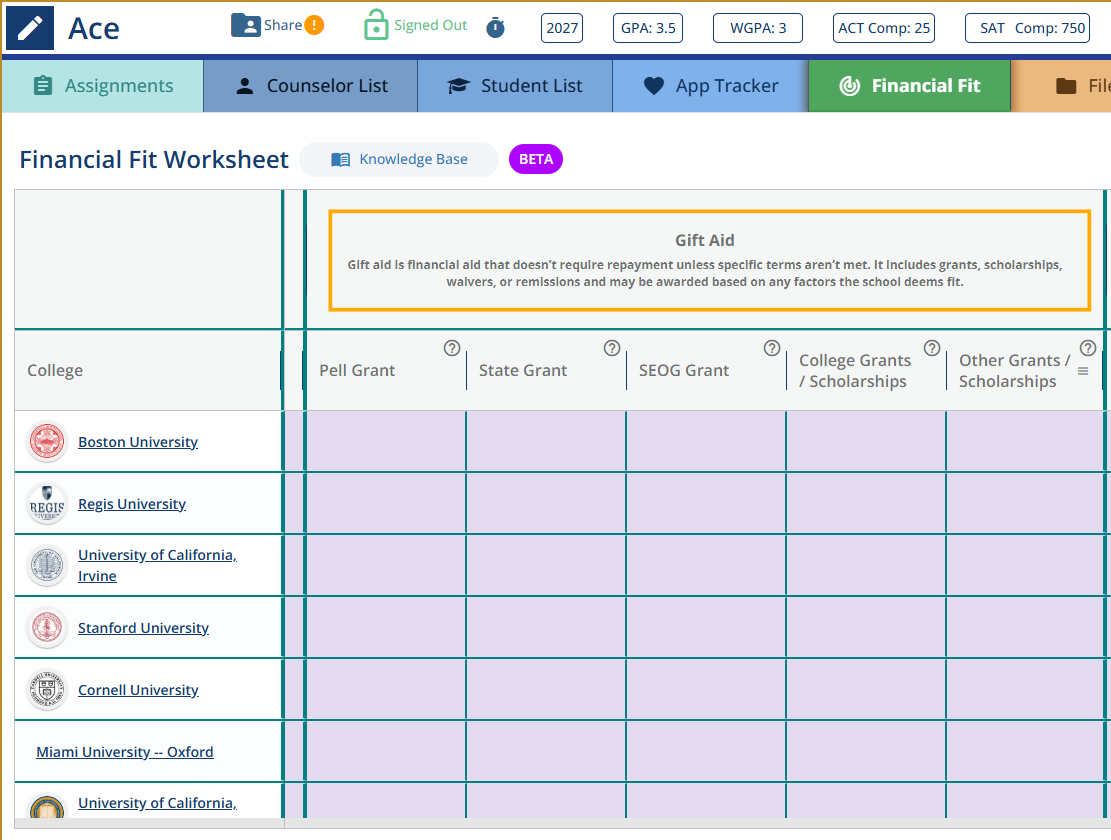 Financial Fit - Fin Fit Tab, available in Student Portal